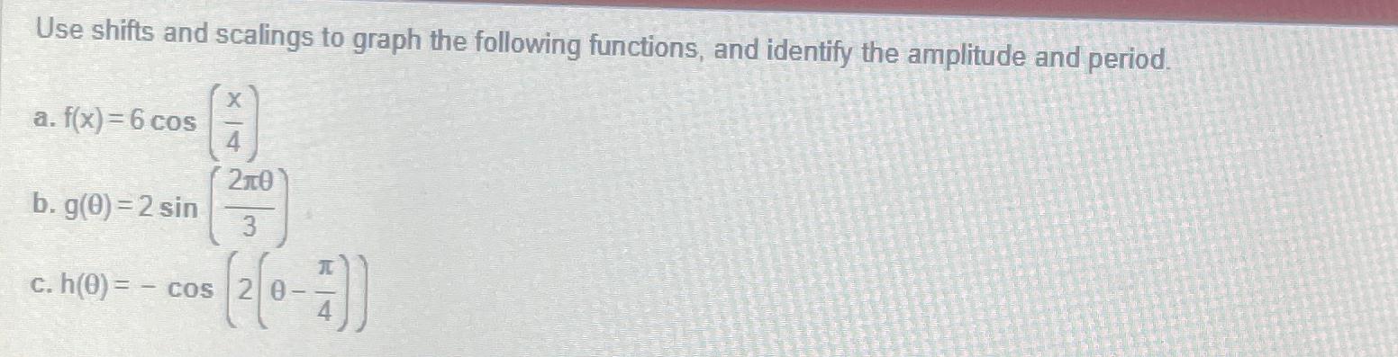 Solved Use shifts and scalings to graph the following | Chegg.com