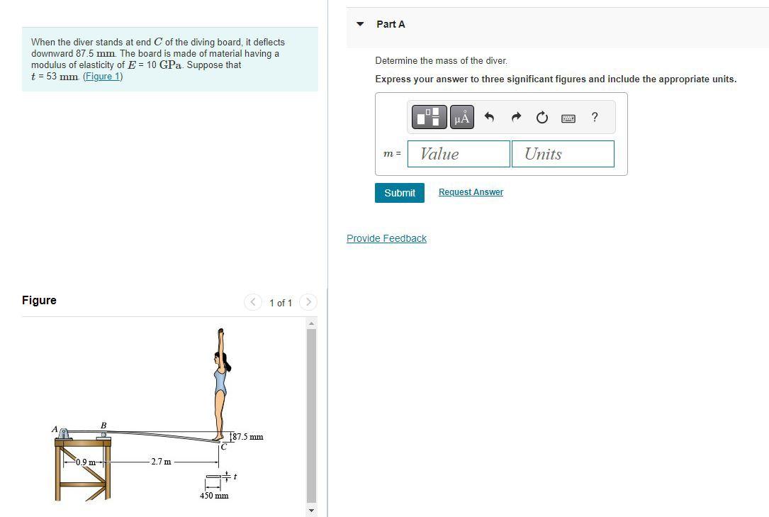 Solved When the diver stands at end C of the diving board, | Chegg.com