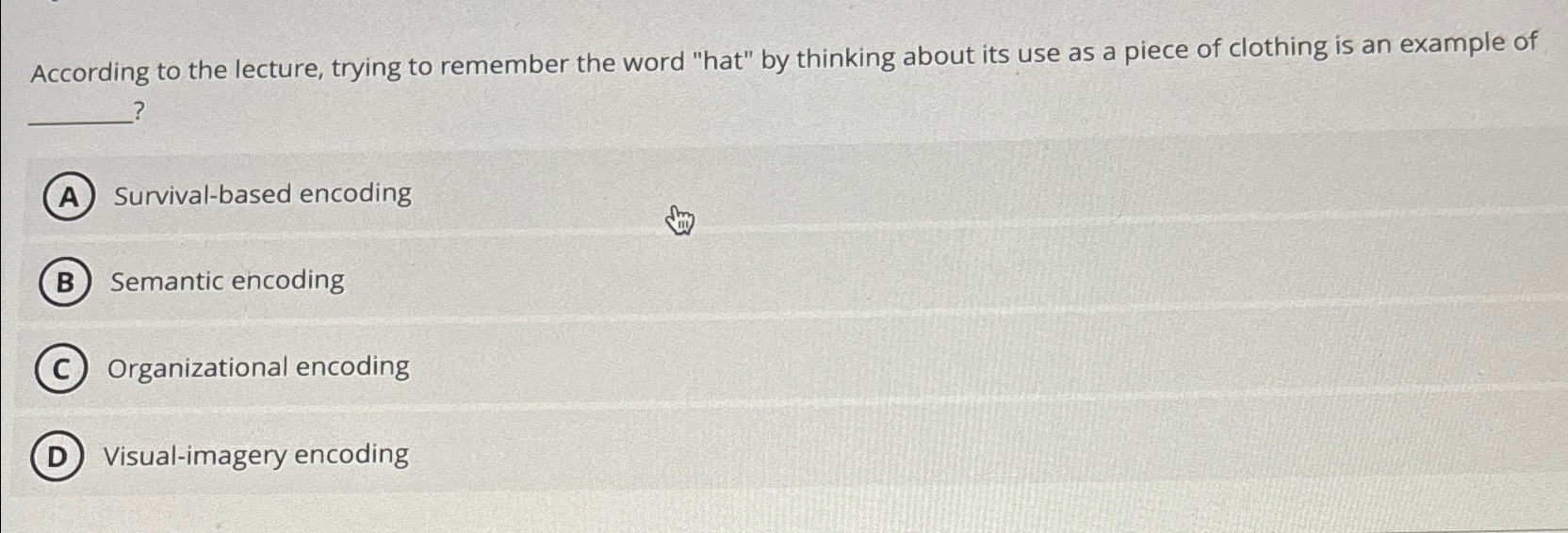 Solved According to the lecture, trying to remember the word | Chegg.com