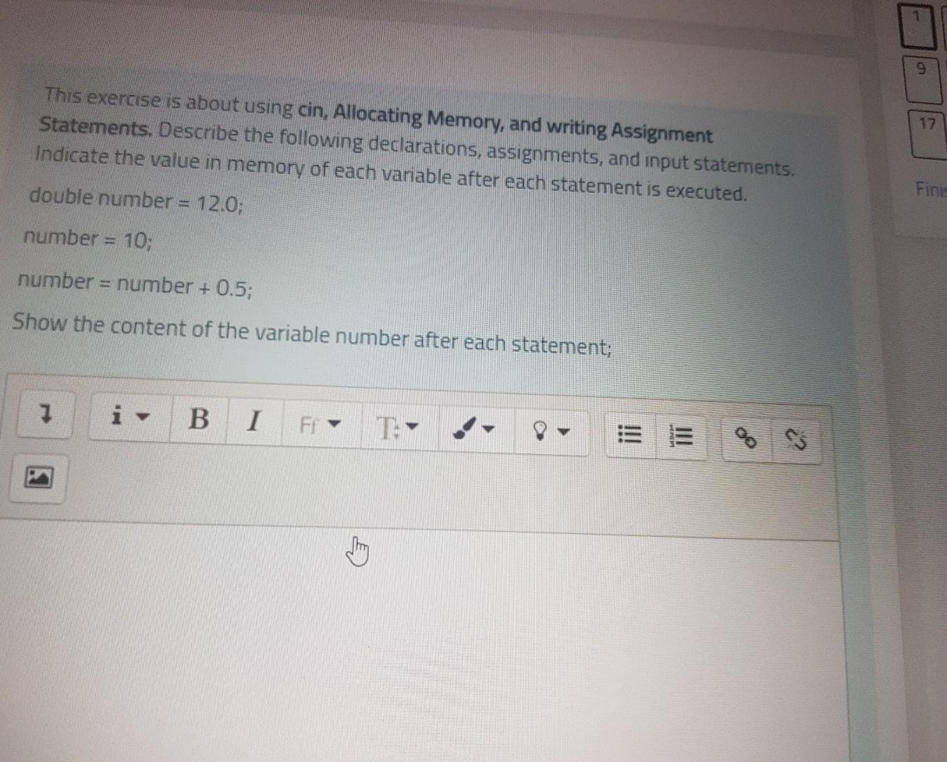 Solved 9 This exercise is about using cin, Allocating | Chegg.com
