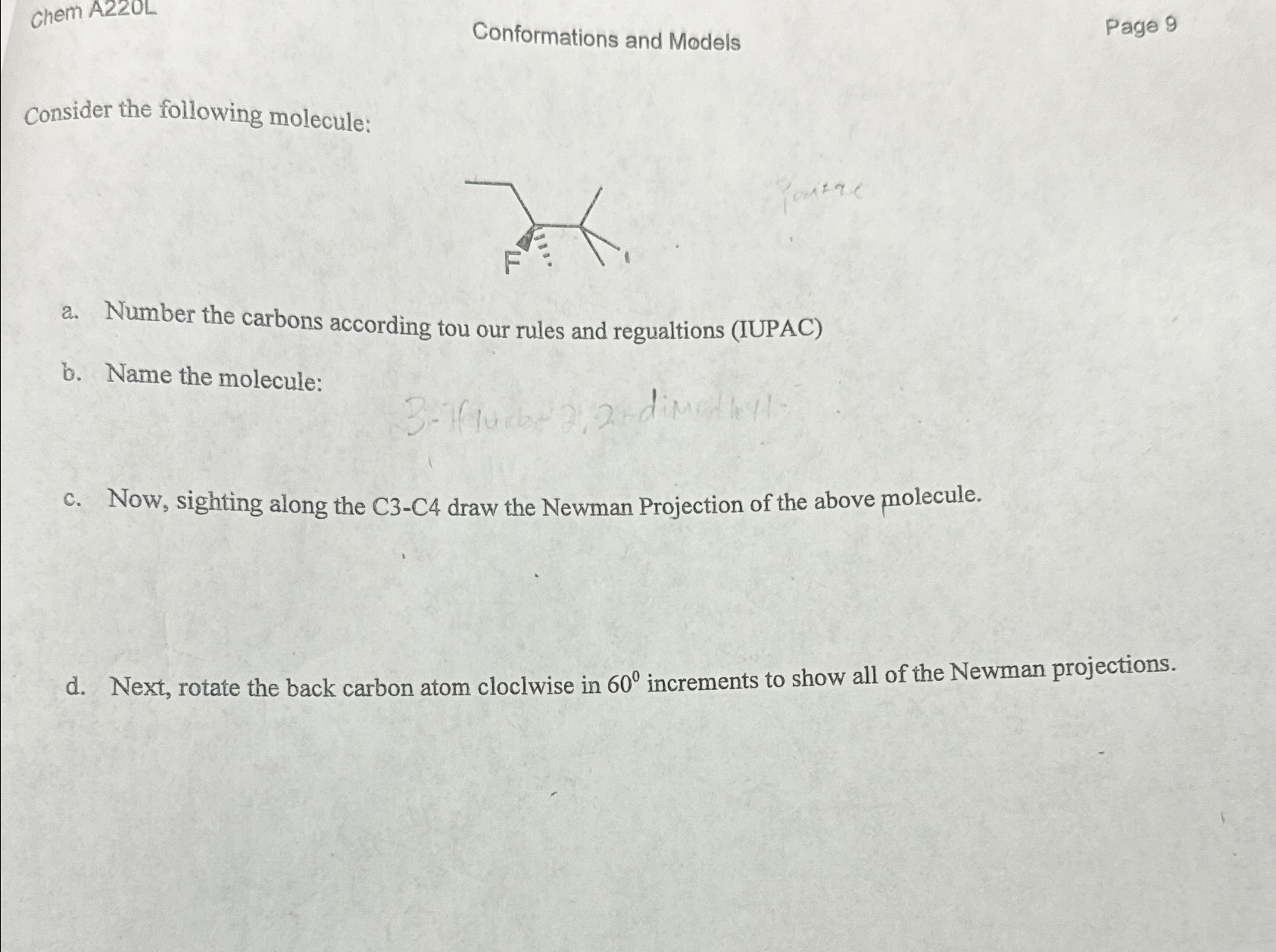 Conformations and ModelsPage 9Consider the following | Chegg.com