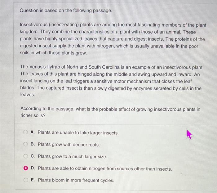 Solved Question is based on the following passage. | Chegg.com