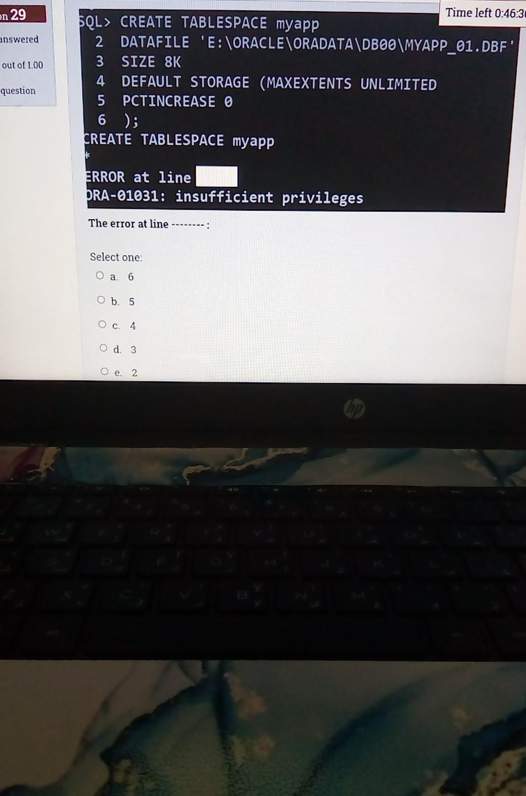 Solved ation 28 Which tablespace is used for temporary large | Chegg.com