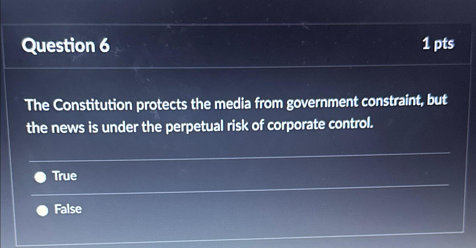 Solved Question 61 ﻿ptsThe Constitution protects the media | Chegg.com