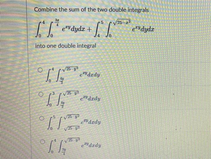 Solved Combine the sum of the two double integrals 30 ST | Chegg.com