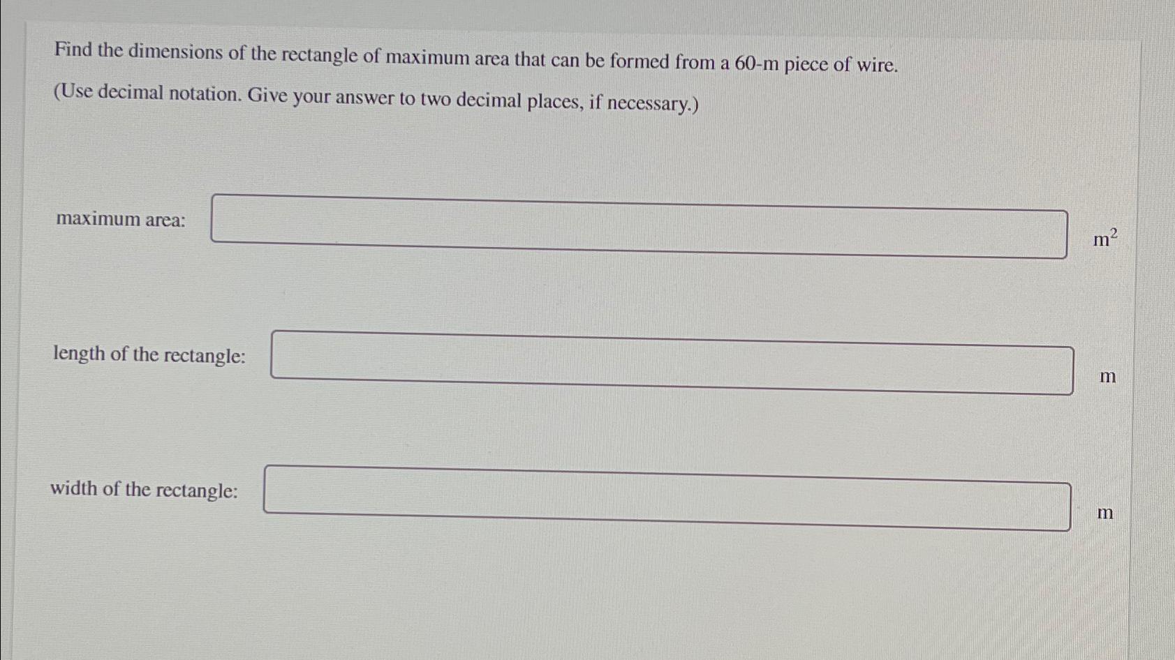 Solved Find the dimensions of the rectangle of maximum area | Chegg.com