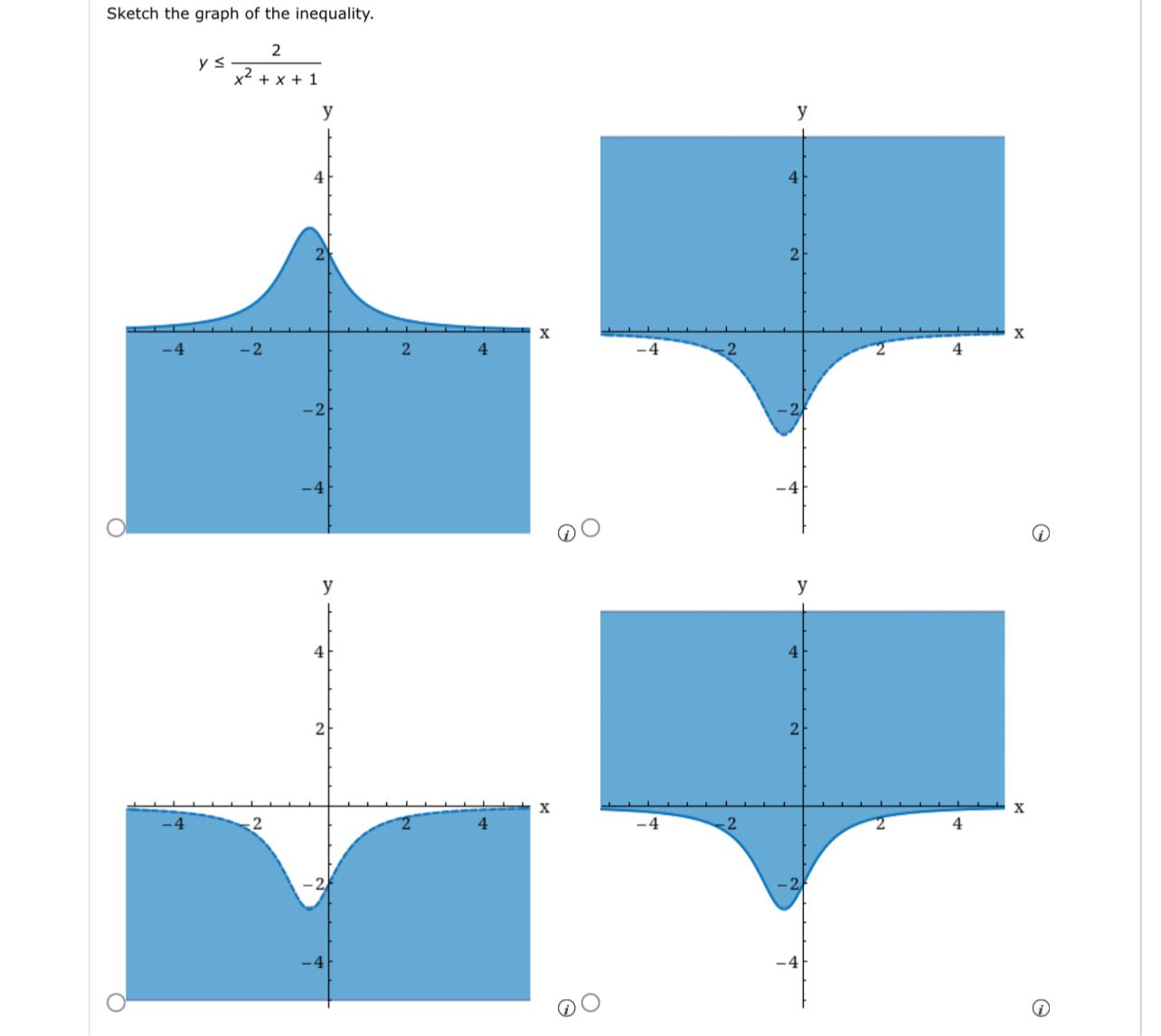 Solved Sketch the graph of the inequality.y≤2x2+x+1(i) | Chegg.com Solved Sketch the graph of the inequality.y≤2x2+x+1(i) | Chegg.com