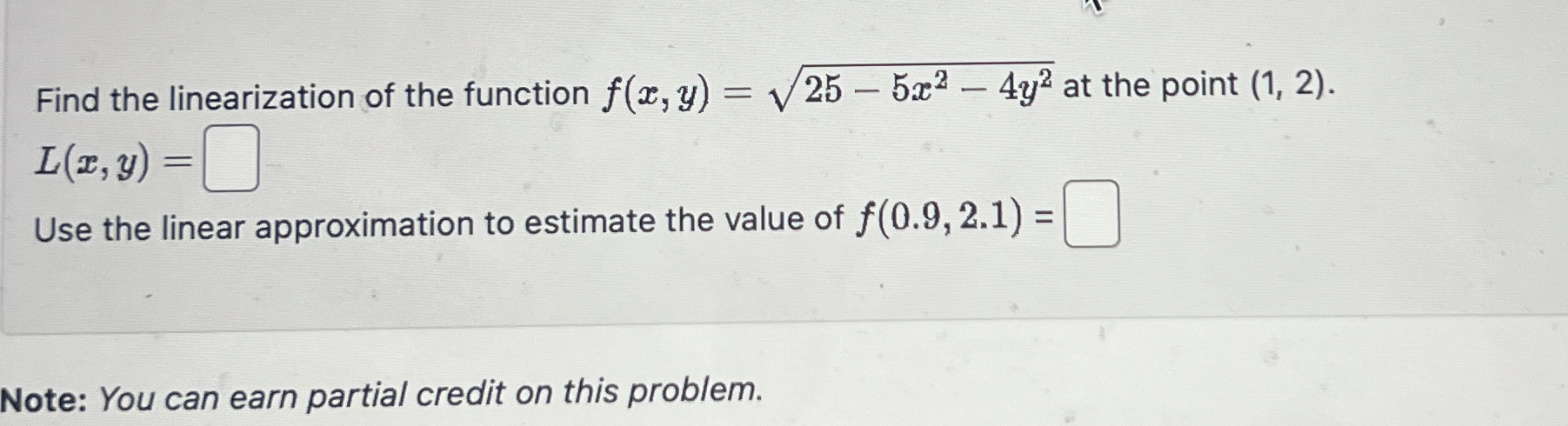 Solved Find the linearization of the function | Chegg.com