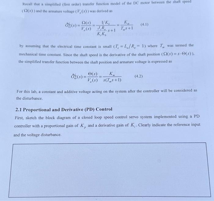 Solved Recall that a simplified (first order) transfer | Chegg.com
