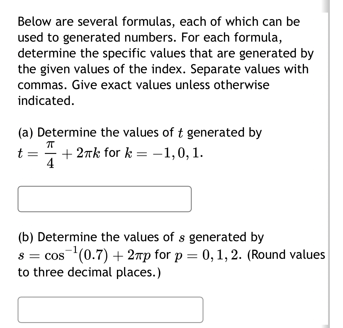 Solved Below are several formulas, each of which can be used | Chegg.com
