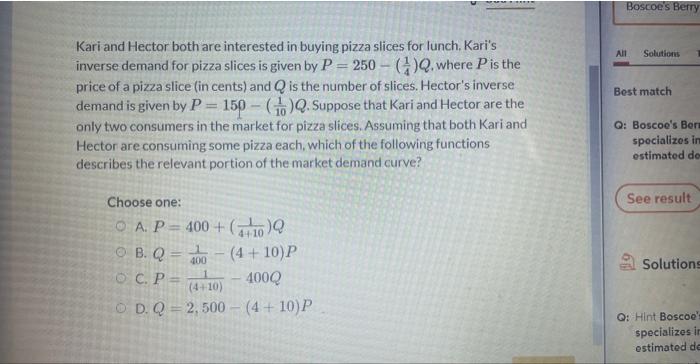 Solved Kari and Hector both are interested in buying pizza | Chegg.com