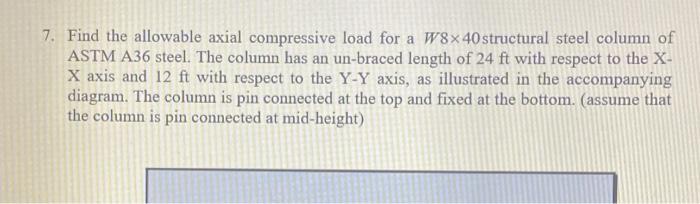 Solved 7. Find the allowable axial compressive load for a | Chegg.com