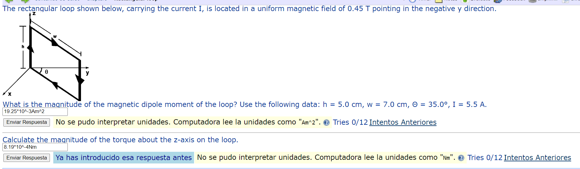 Solved The rectangular loop shown below, carrying the | Chegg.com
