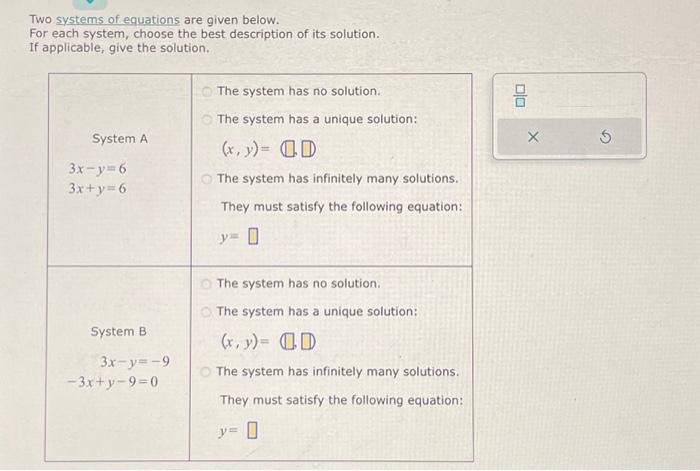Two systems of equations are given below. For each | Chegg.com