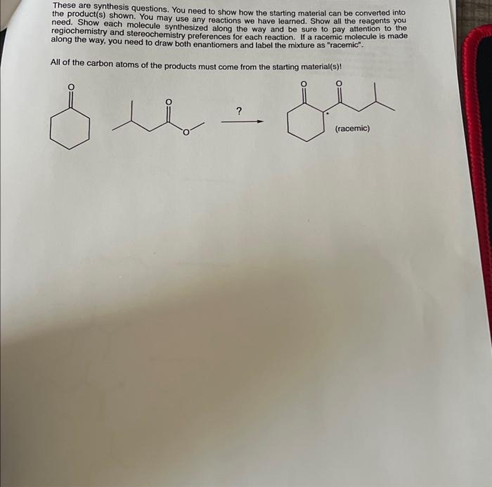 Solved These are synthesis questions. You need to show how | Chegg.com