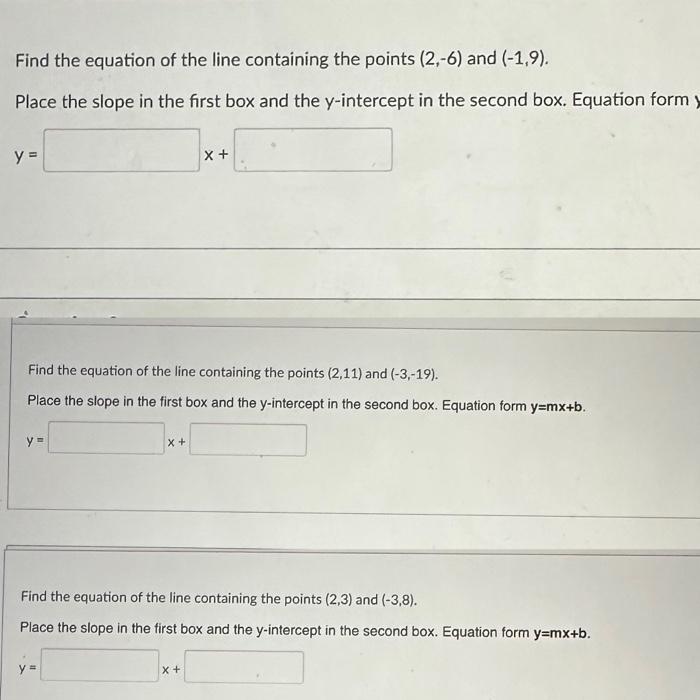 Solved Find the equation of the line containing the points | Chegg.com