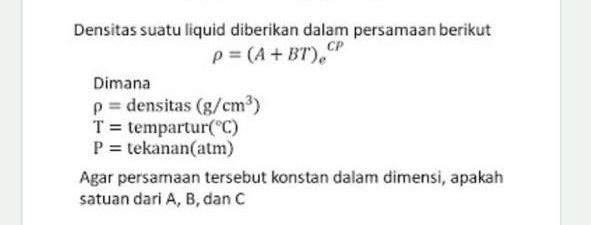Densitas suatu liquid diberikan dalam persamaan | Chegg.com