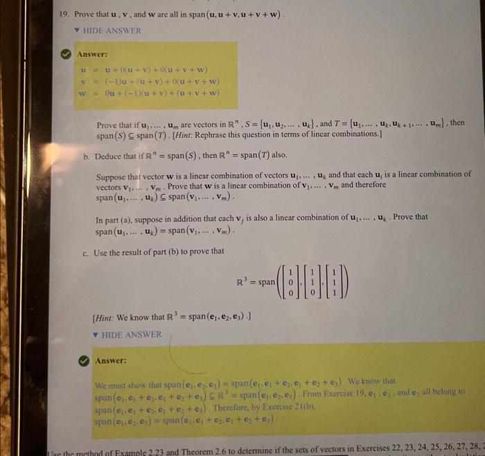 Solved 9. Prove that u,v, and w are all in | Chegg.com