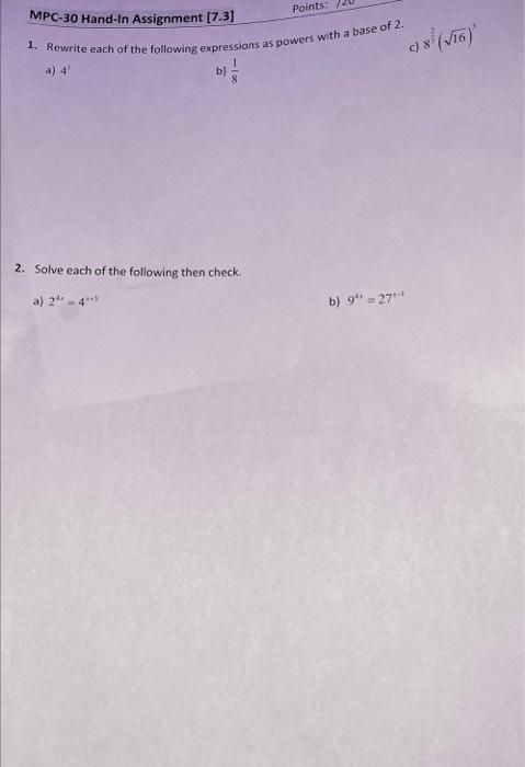 Solved MPC-30 Hand-In Assignment [7.3] 1. Rewrite each of | Chegg.com