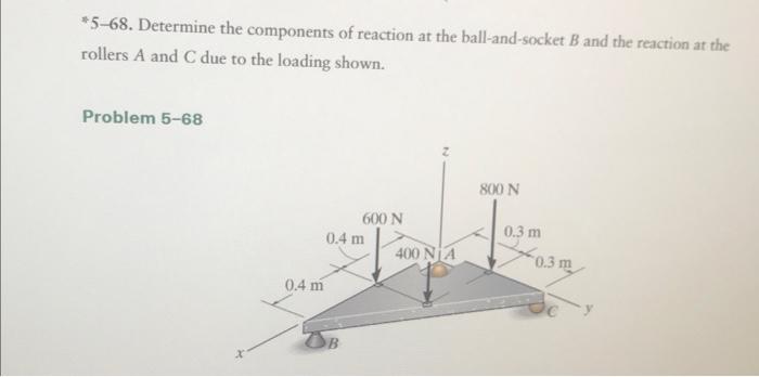 Solved *5-68. Determine the components of reaction at the | Chegg.com