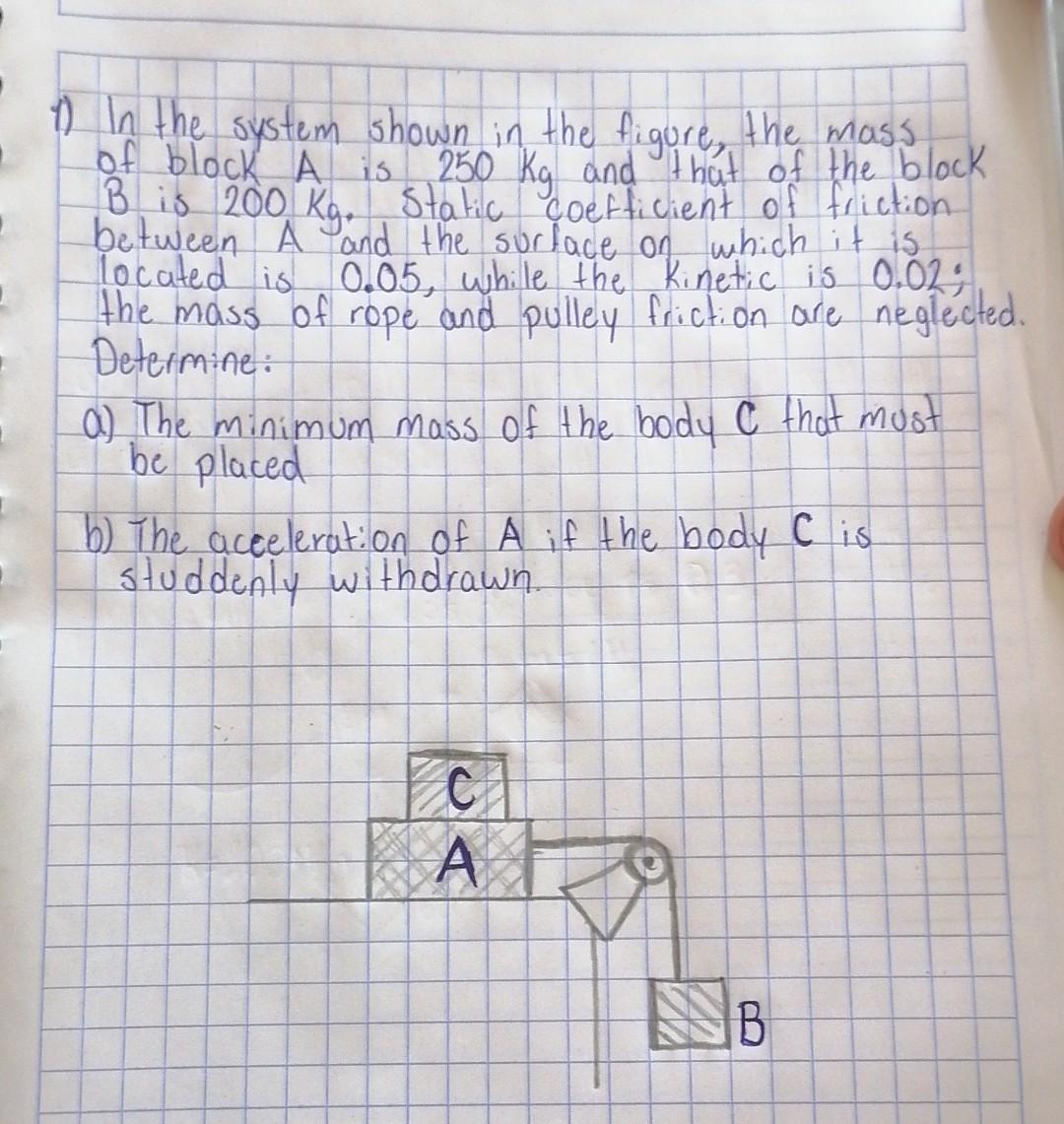 Solved 1) In the system shown in the figure, the mass of | Chegg.com
