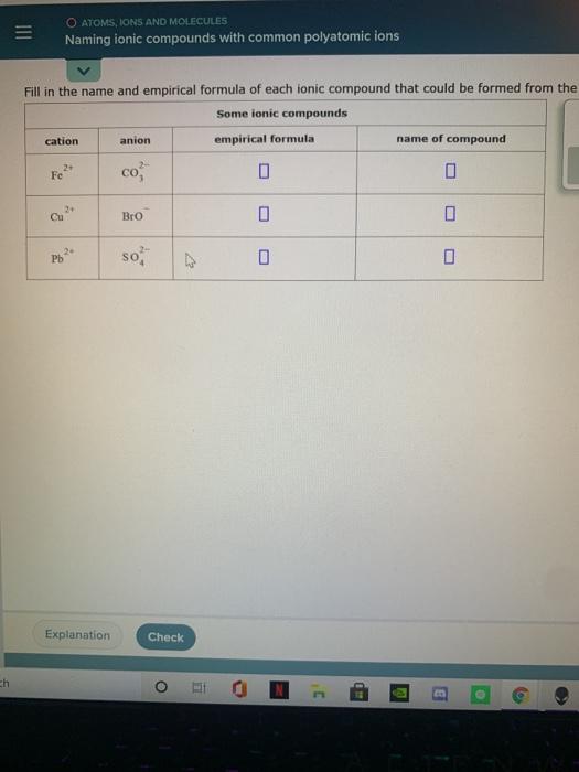 Solved O ATOMS, IONS AND MOLECULES Naming ionic compounds | Chegg.com