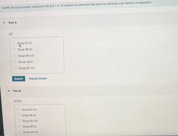 Solved Identify the group number using both A/B and 1 to 18 | Chegg.com