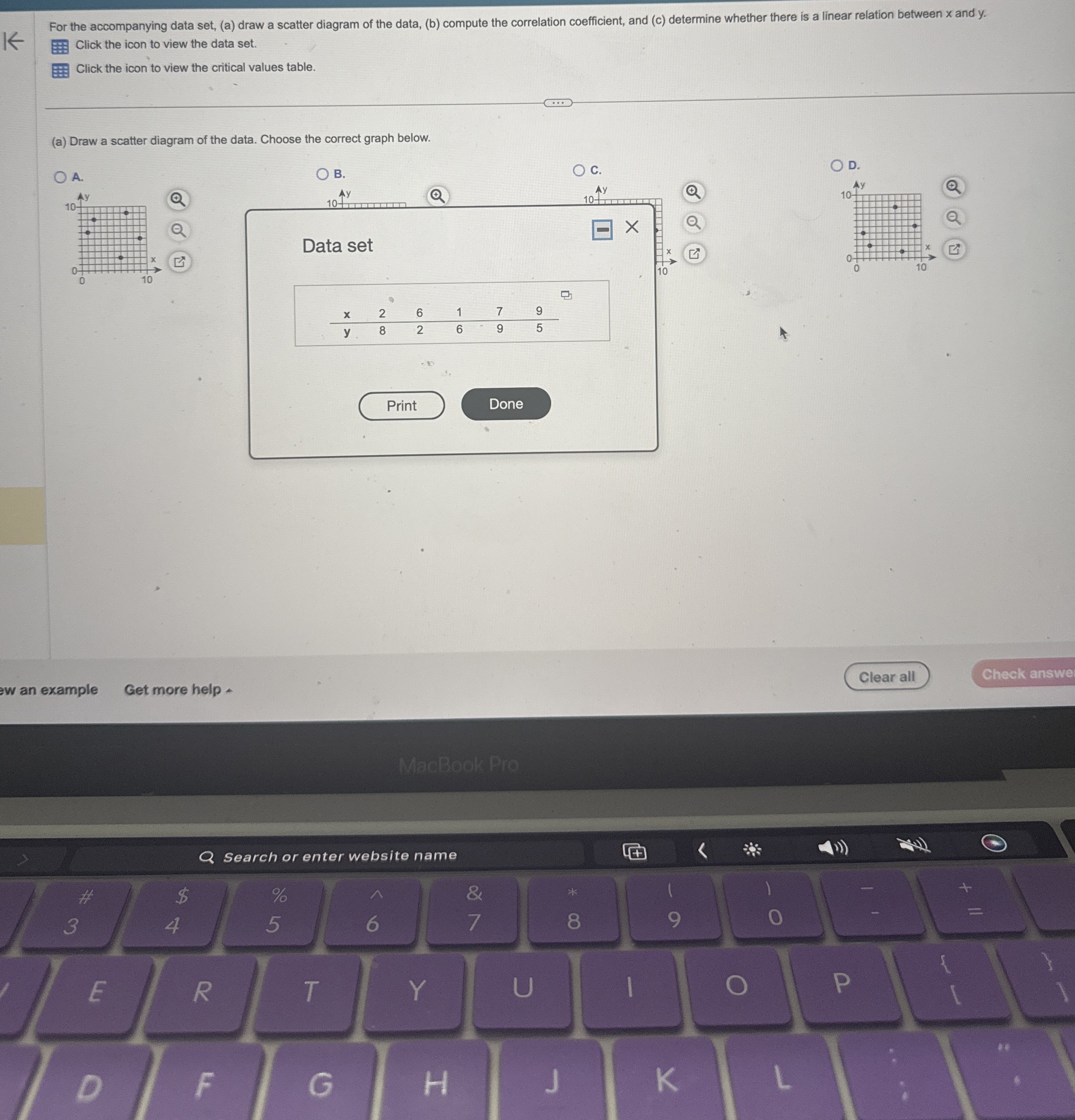 For the accompanying data set, (a) ﻿draw a scatter | Chegg.com