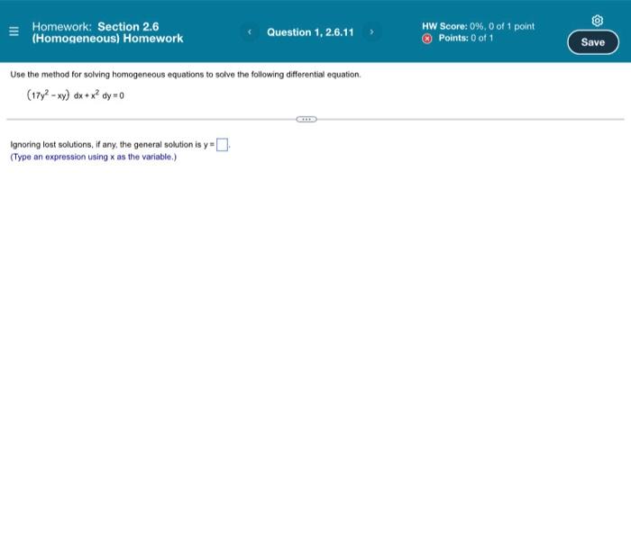 Solved Homework: Section 2.6 (Homogeneous) Homework Question | Chegg.com