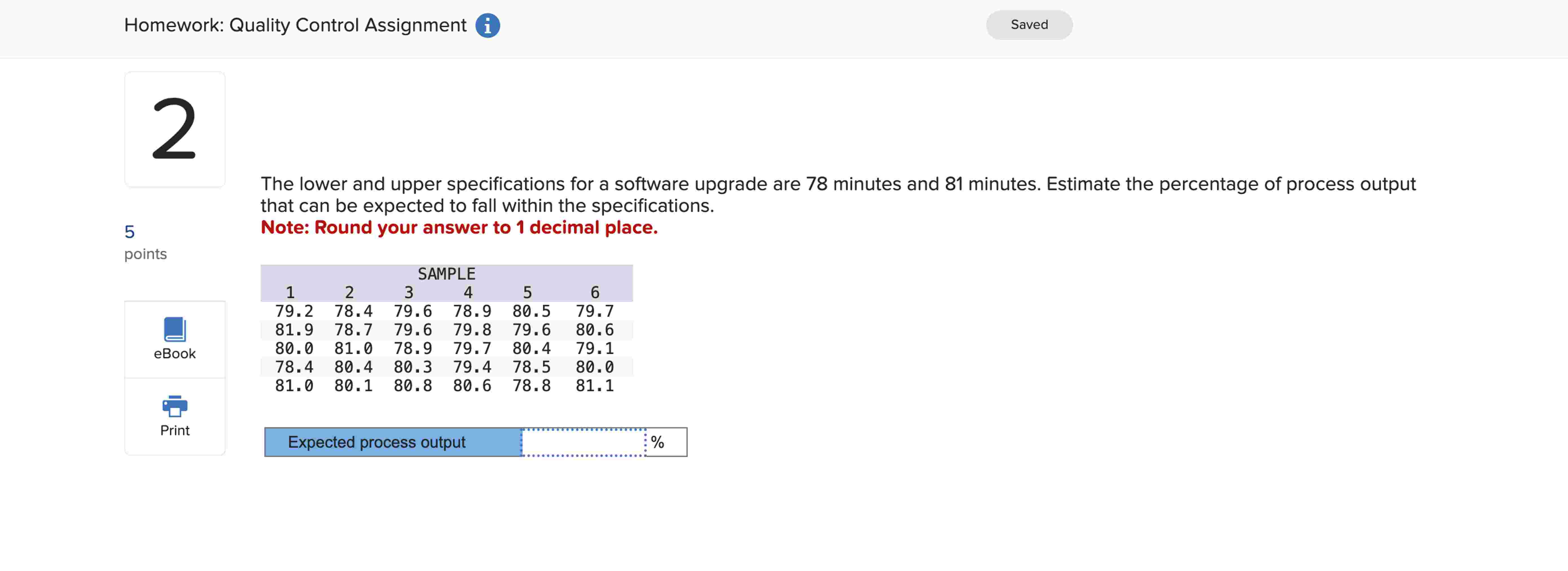 Solved The lower and upper specifications for a software | Chegg.com