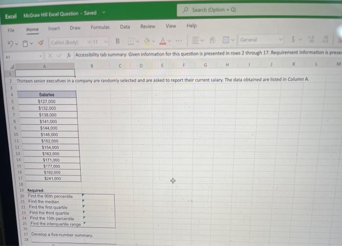Solved File Home insert Draw Formulas Data Review View Help | Chegg.com