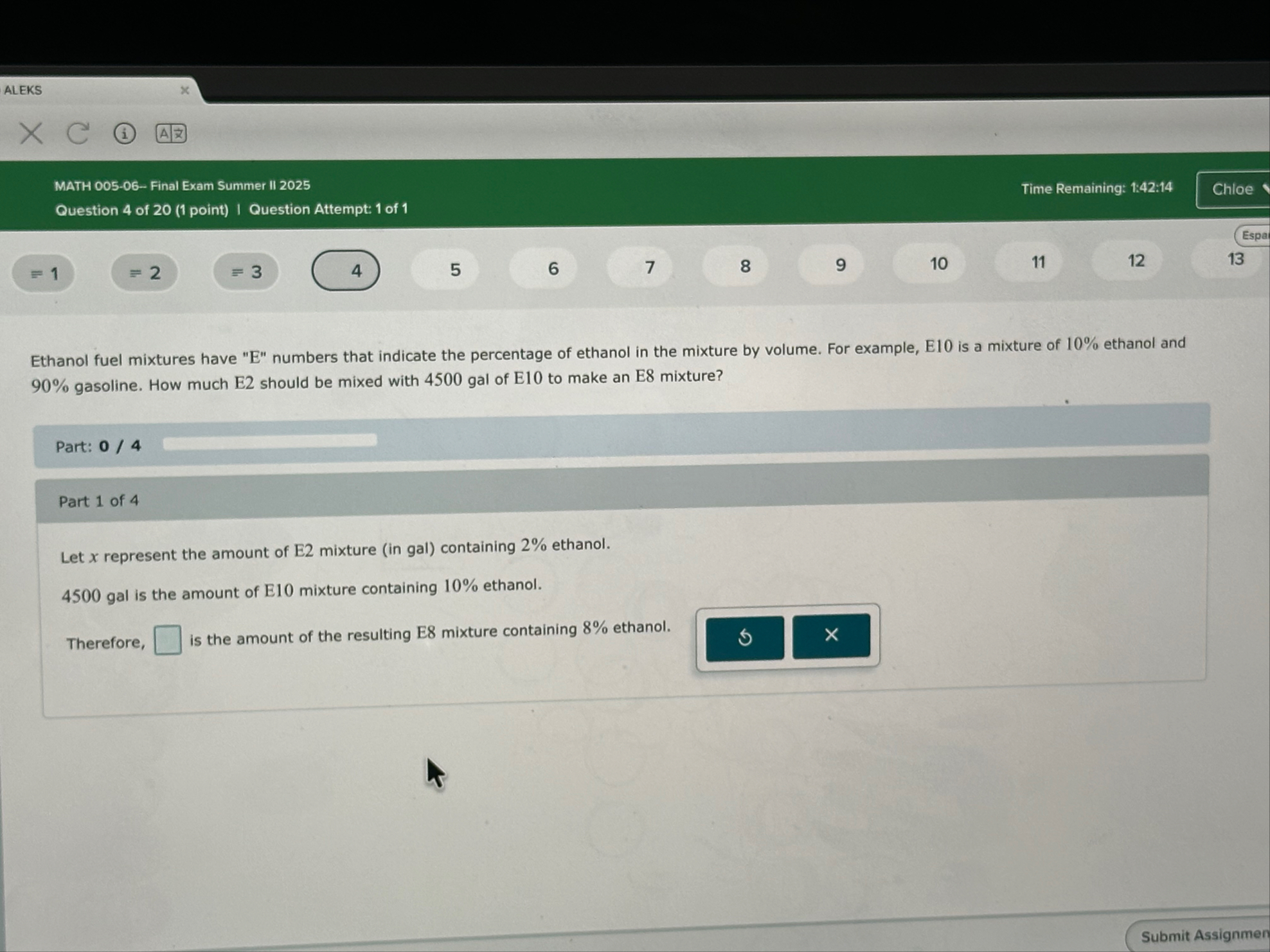 Solved ALEKSMATH 005-06- ﻿Final Exam Summer II 2025Time | Chegg.com
