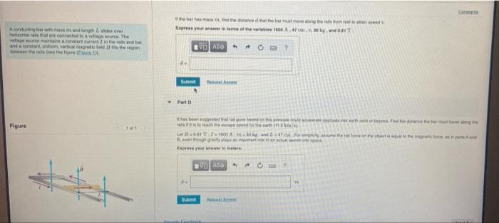 Solved A conducting bar with mass m and length L slides over | Chegg.com