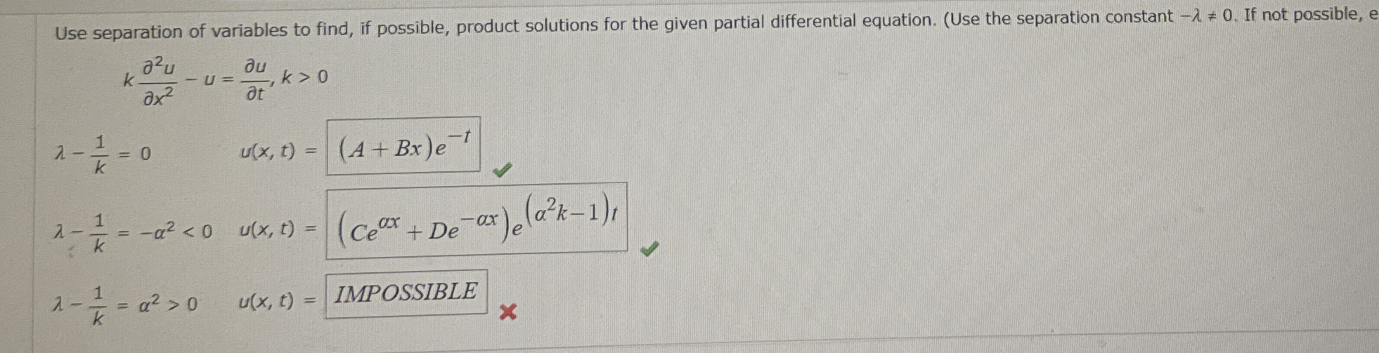 Solved Use separation of variables to find, if possible, | Chegg.com