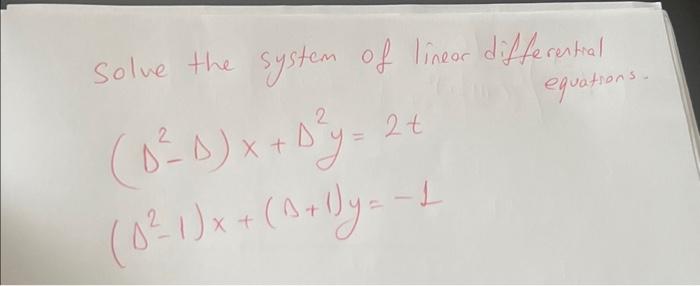 Solved Solve the system of linear differential ( equations. | Chegg.com