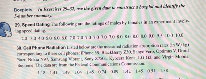 Solved Boxplots In Exercises 29 32 Use The Given Data To