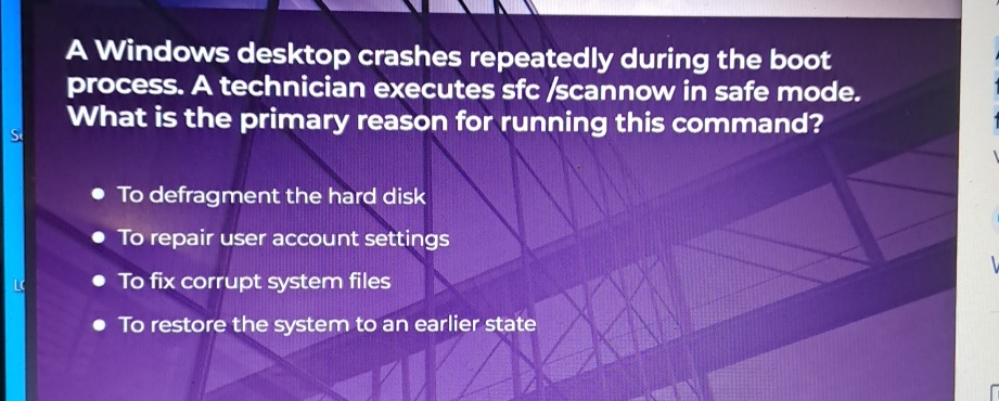 Solved A Windows desktop crashes repeatedly during the boot | Chegg.com