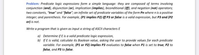 Solved Problem: Predicate logic expressions form a simple | Chegg.com