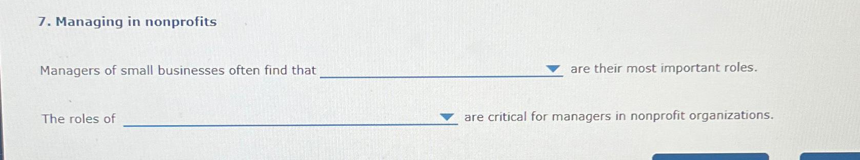 Solved Managing in nonprofitsManagers of small businesses | Chegg.com