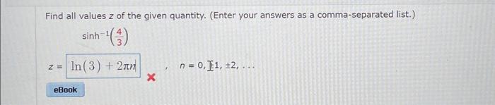 Solved Find all values z of the given quantity. (Enter your | Chegg.com