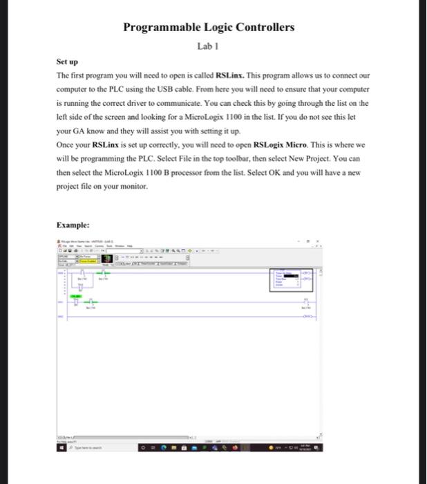 Solved Programmable Logic Controllers Lab 1 Set up The first | Chegg.com