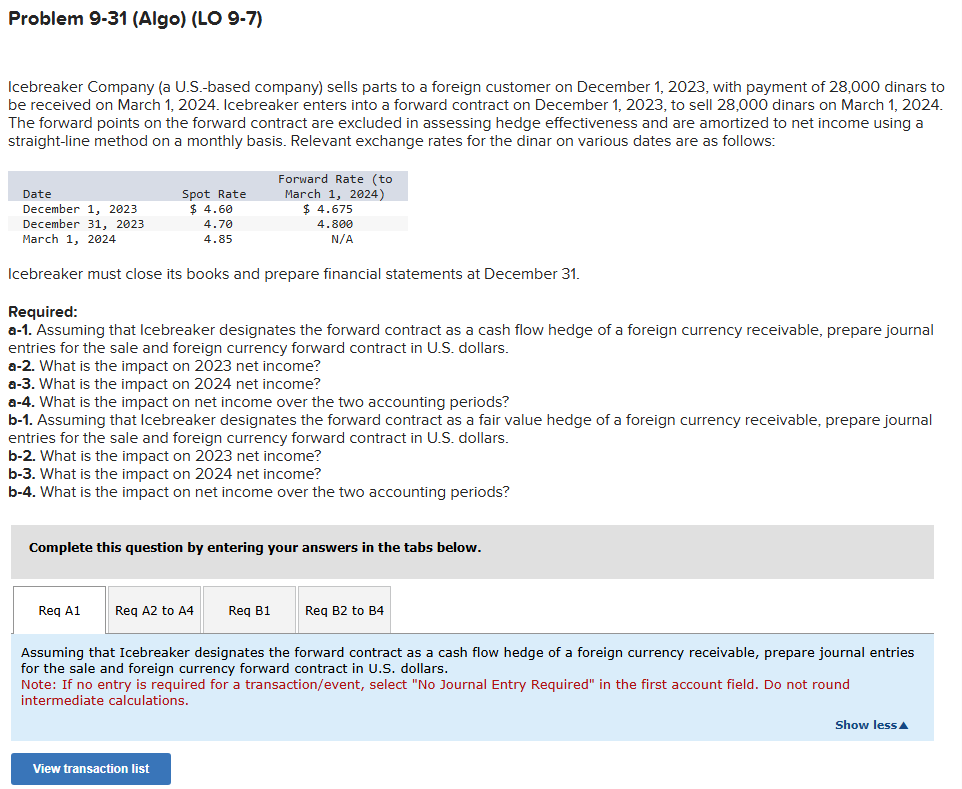 Solved Problem 9-31 (Algo) (LO 9-7) ﻿Icebreaker Company (a | Chegg.com
