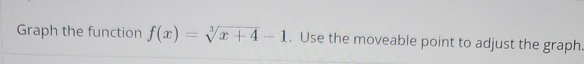 Solved Graph the function f(x)=3x+4−1. Use the moveable | Chegg.com
