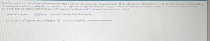 Solved Learning Curve Coefficients | Chegg.com