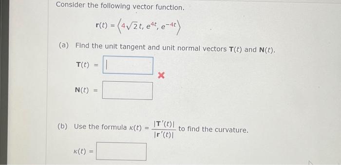 Solved Consider the following vector function. r(t) = | Chegg.com