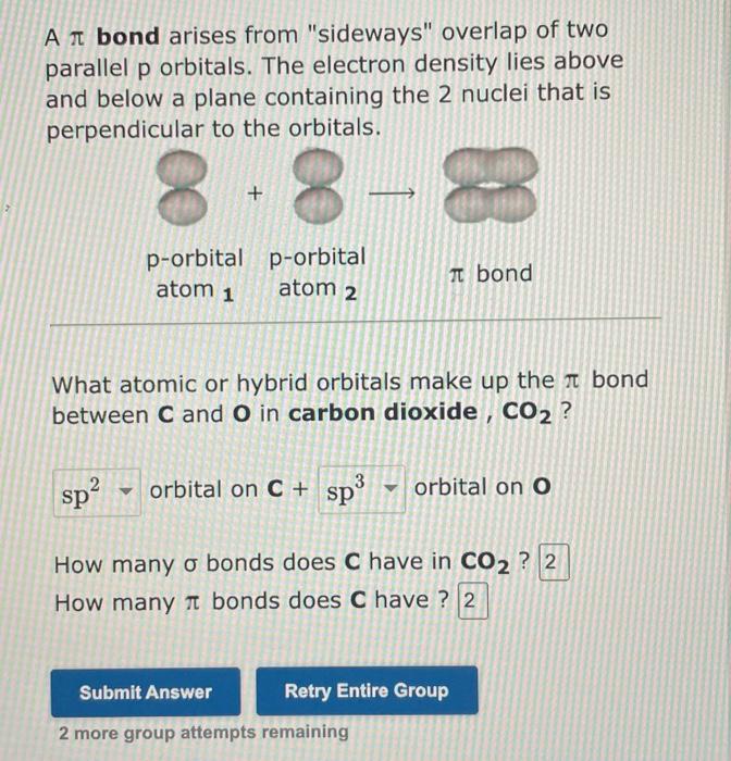 Solved A π bond arises from "sideways" overlap of two | Chegg.com