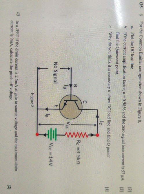 Solved Q5. i) For the Common Emitter configuration shown in | Chegg.com