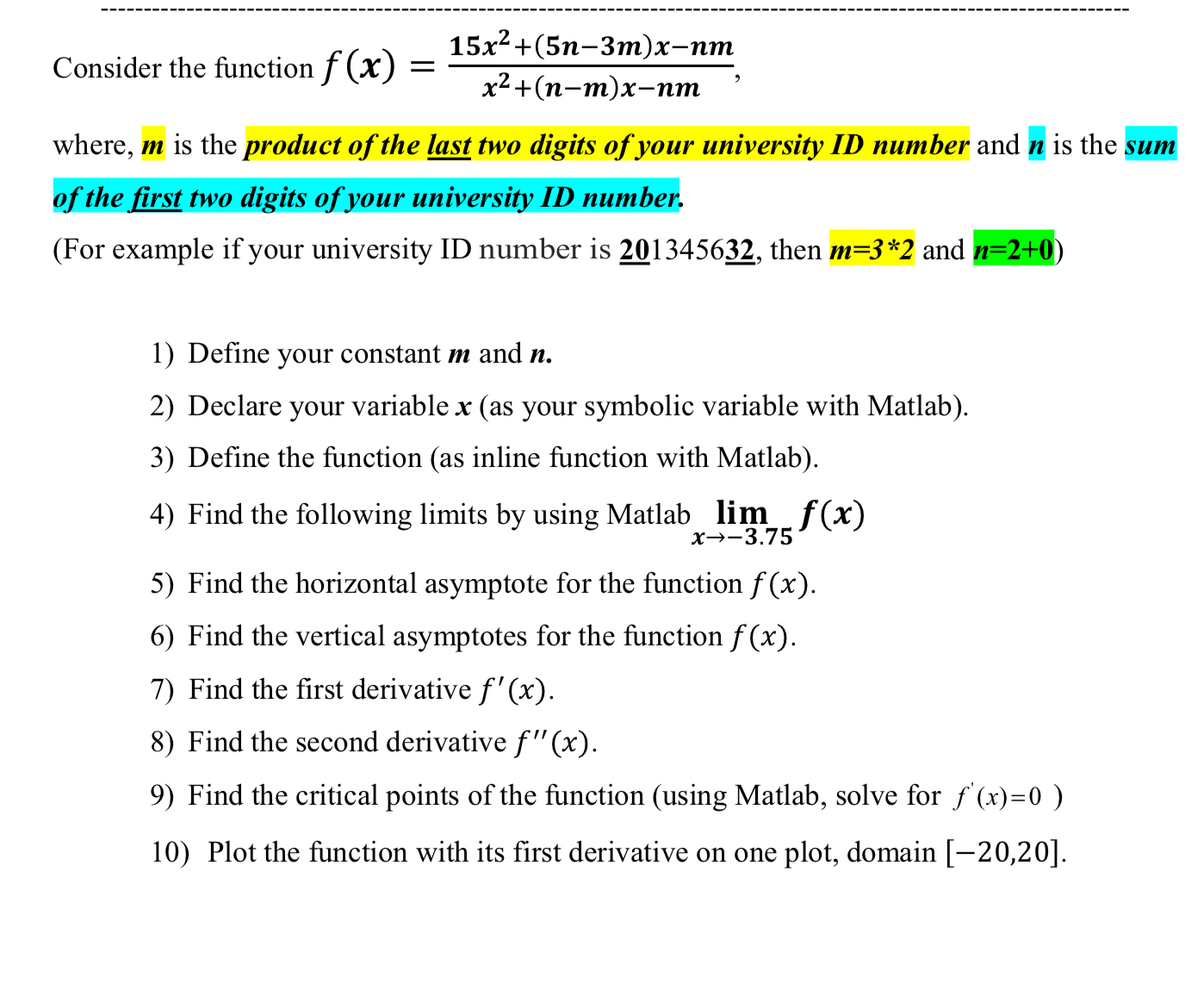Solved by an EXPERT Matlab:Consider the function | Chegg.com