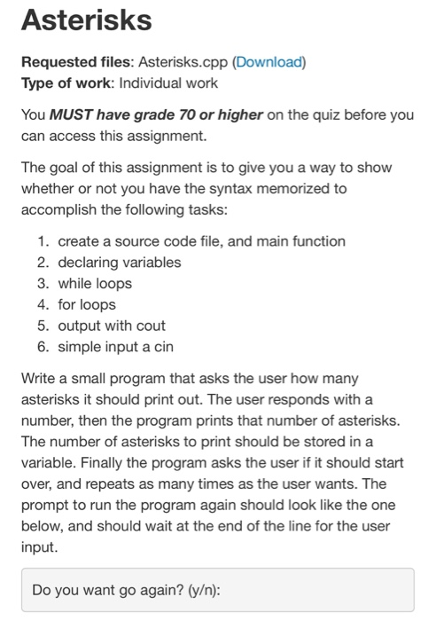 Solved Asterisks Requested files: Asterisks.cpp (Download) | Chegg.com