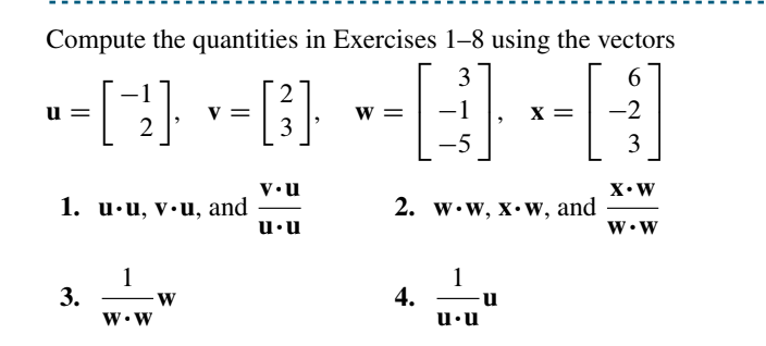Solved Compute the quantities in Exercises 1-8 ﻿using the | Chegg.com